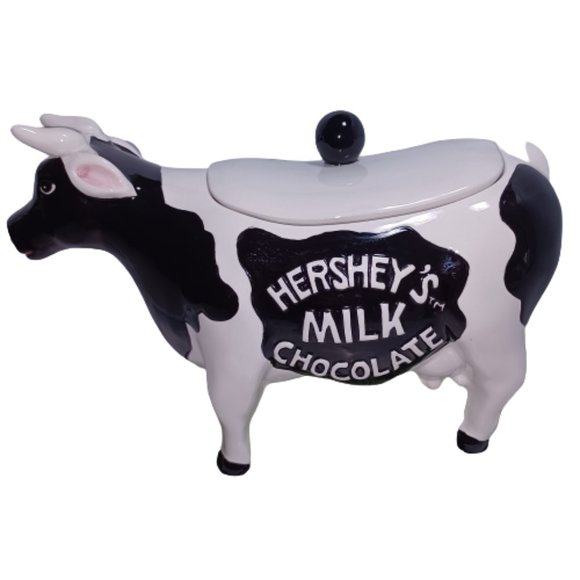 Hershey | Kitchen | Hersheys Milk Chocolate Town Ceramic Cow Cookie Jar ...